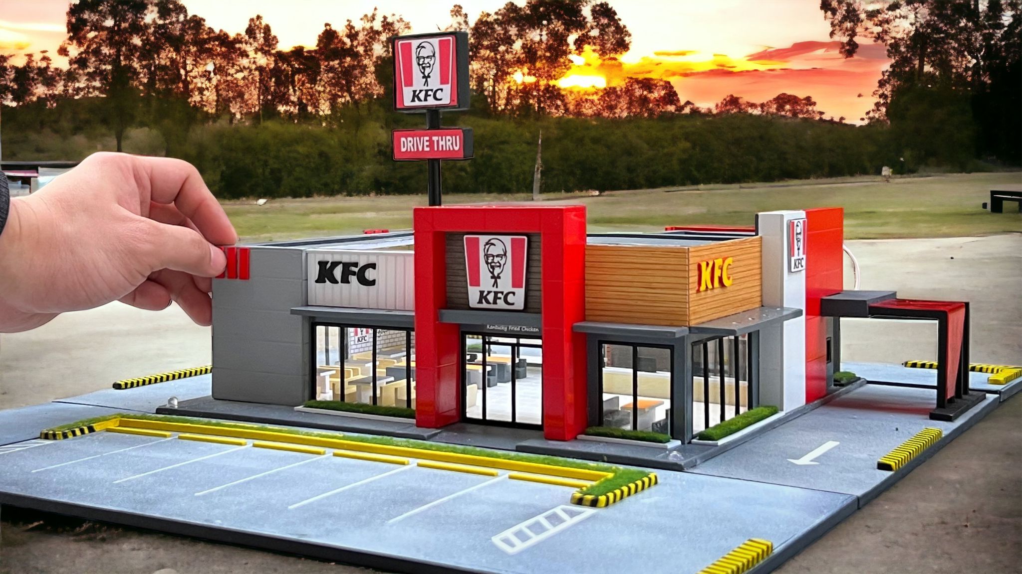 1/64 Custom Made KFC Premium Diorama with Lights – EVOSparks Diecast